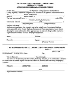 Approach Permit with Specifications - Fall River County, South Dakota